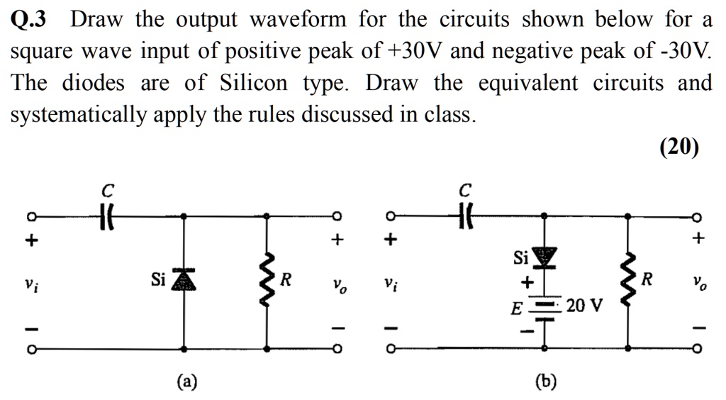 q3 draw the output waveform for the circuits shown below for a square ...
