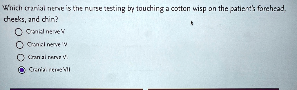 which cranial nerve is the nurse testing by touching a cotton wisp on ...