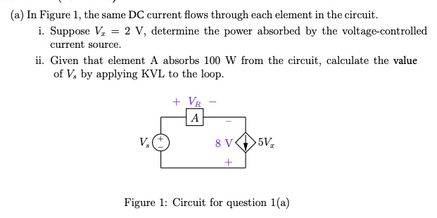 SOLVED: (a) In Figure 1, the same DC current flows through each element in the circuit. i ...