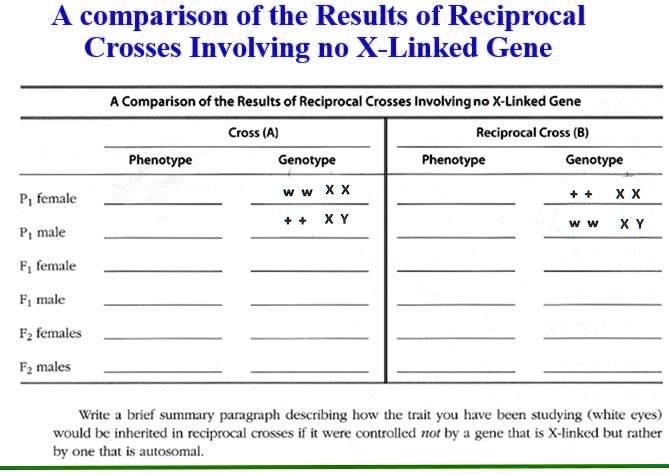 SOLVED: Comparison of the Results of Reciprocal Crosses Involving no X ...