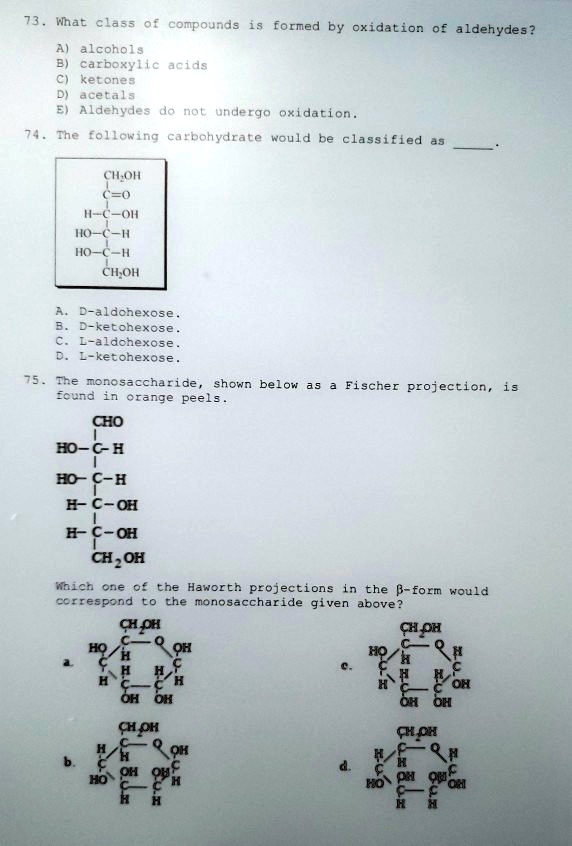 SOLVED: Nhat class compounds formed by oxidation of aldehydes alcohol carboxylic acids kefone ...