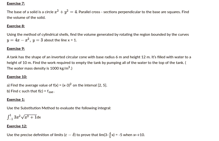 VIDEO solution: Exercise 7: The base of a solid is a circle x^2 + y^2 = 4. Parallel cross ...