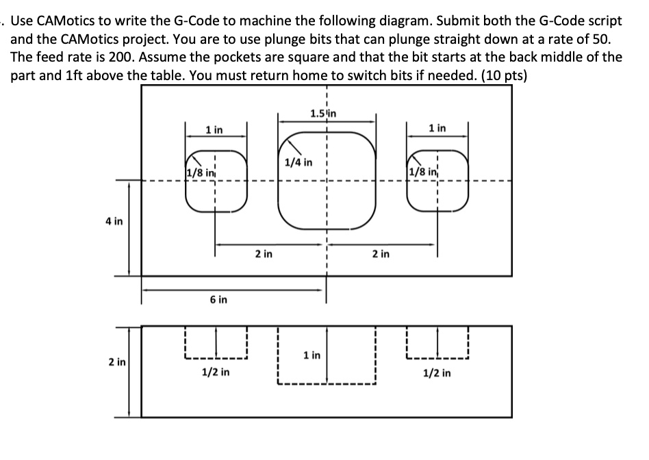 SOLVED: Use CAMotics to write the G-Code to machine the following ...