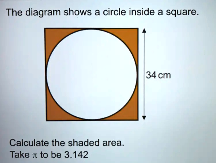 SOLVED: The diagram shows a circle inside a square. 34 cm Calculate the ...