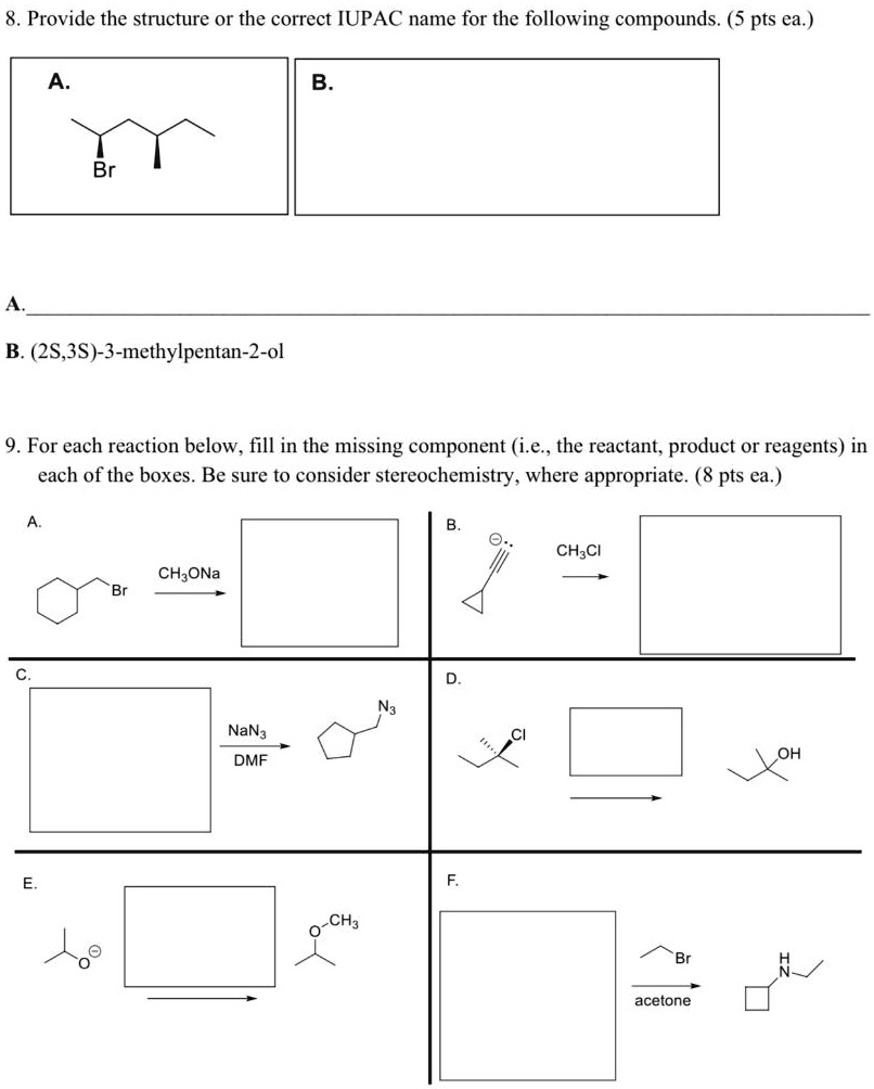 SOLVED:8. Provide the structure or the correct IUPAC name for the following compounds. (5 pts ea ...