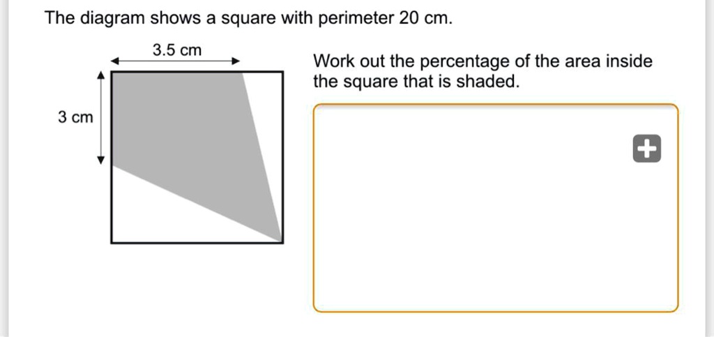 The diagram shows a square with perimeter 20 cm. 3.5 cm Work out the ...