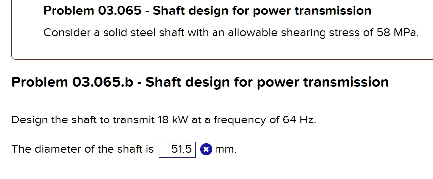 SOLVED: Problem 03.065 - Shaft design for power transmission Consider a ...