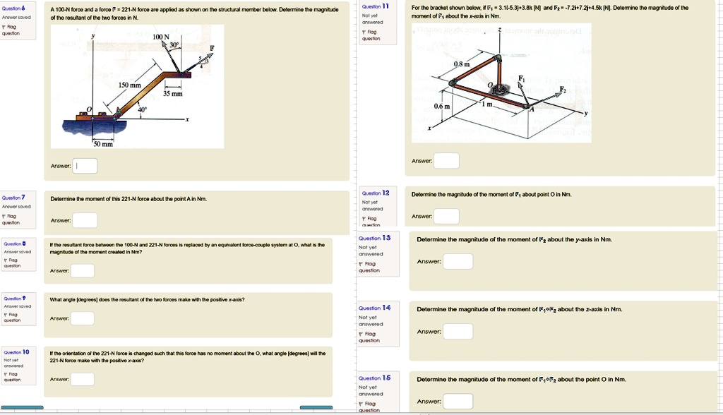 A 100-N force and a force F=221-N force are applied as shown on the ...