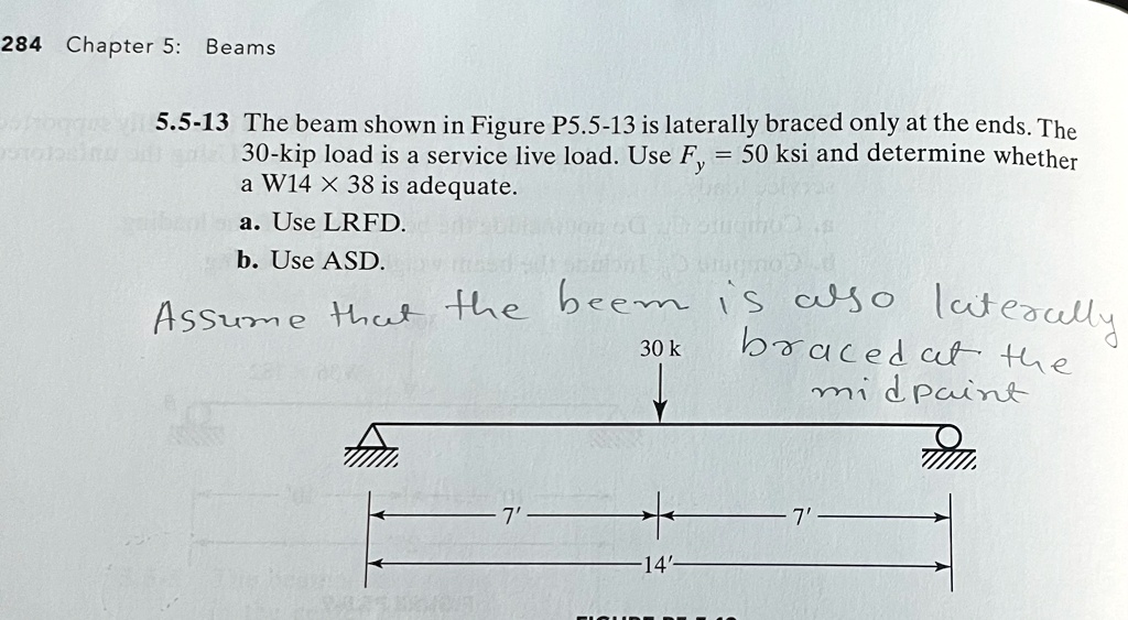 284 Chapter 5: Beams 5.5-13 The beam shown in Figure P5.5-13 is ...