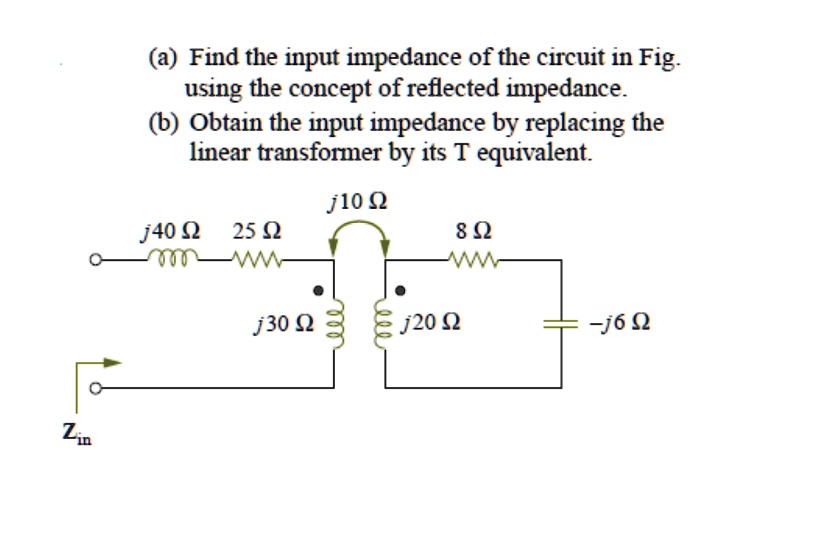 (a) Find the input impedance of the circuit in Fig. using the concept of reflected impedance. (b ...