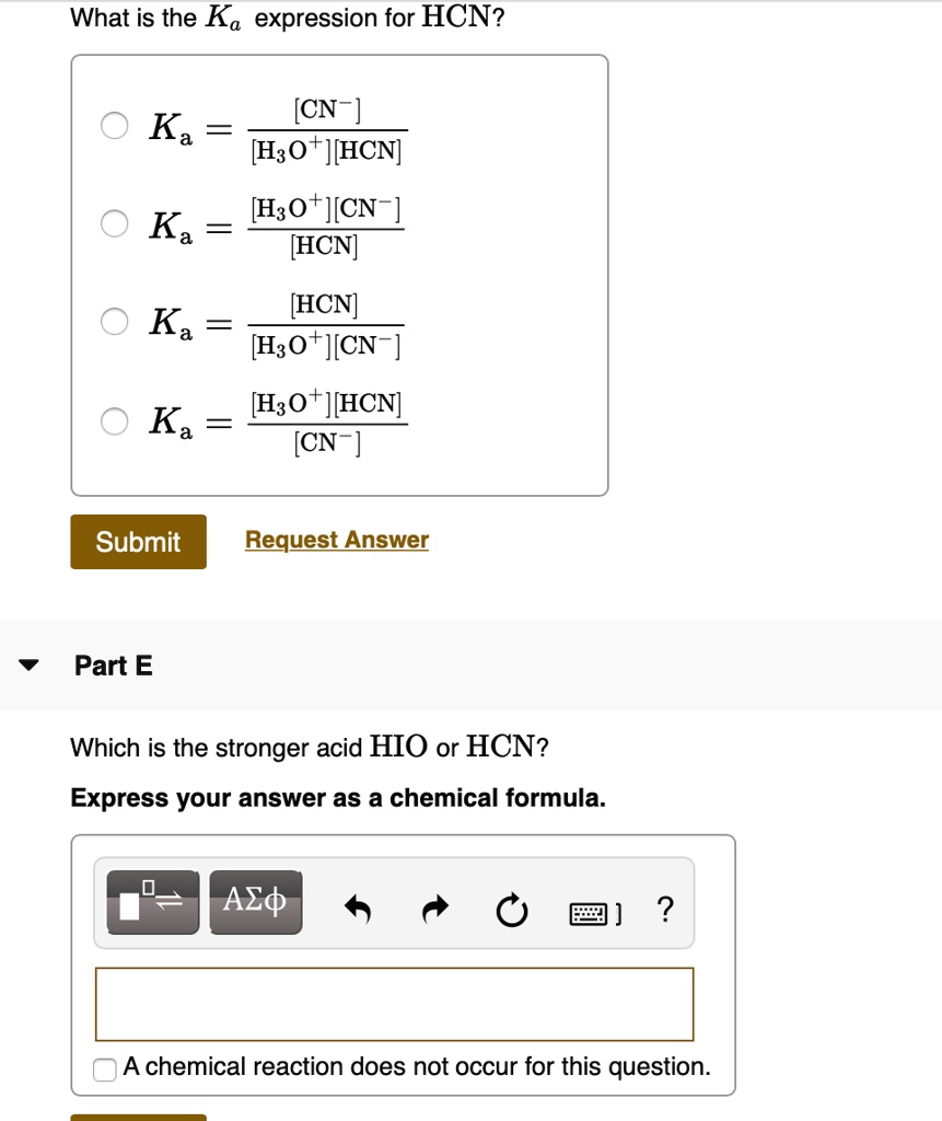 what is the ka expression for hcn cn ka hs0jhcn hg0jicn ka hcn hcn ...