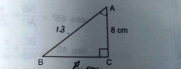 The image shows a right triangle ABC with the right angle at C. The ...