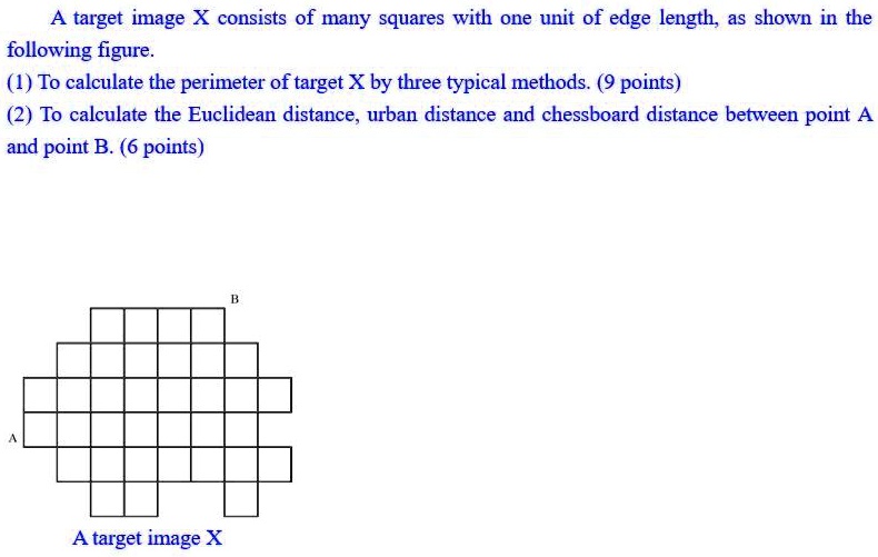 SOLVED: A target image X consists of many squares with one unit of edge ...