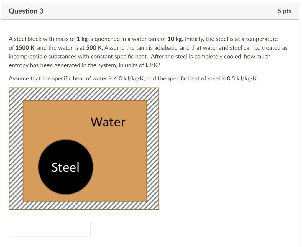 question 3 5 pts a steel block with mass of 1 kg is quenched in a water ... question 3 5 pts a steel block with mass of 1 kg is quenched in a water ...