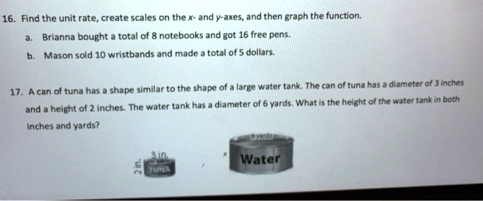 16 find the unit rate create scales on the x and y axes and then braph ...