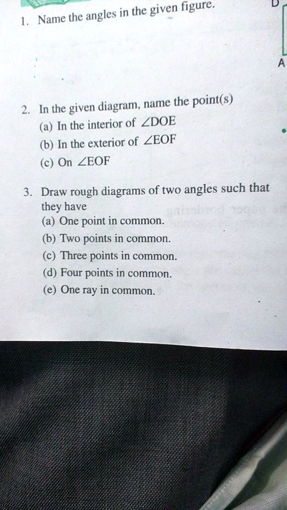 1. Name the angles in the given figure. 2. In the given diagram, name ...