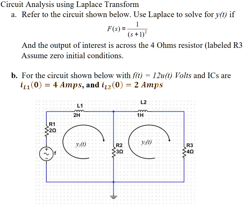 SOLVED: Text: Signals and Systems Circuit Analysis using Laplace Transform a. Refer to the ...