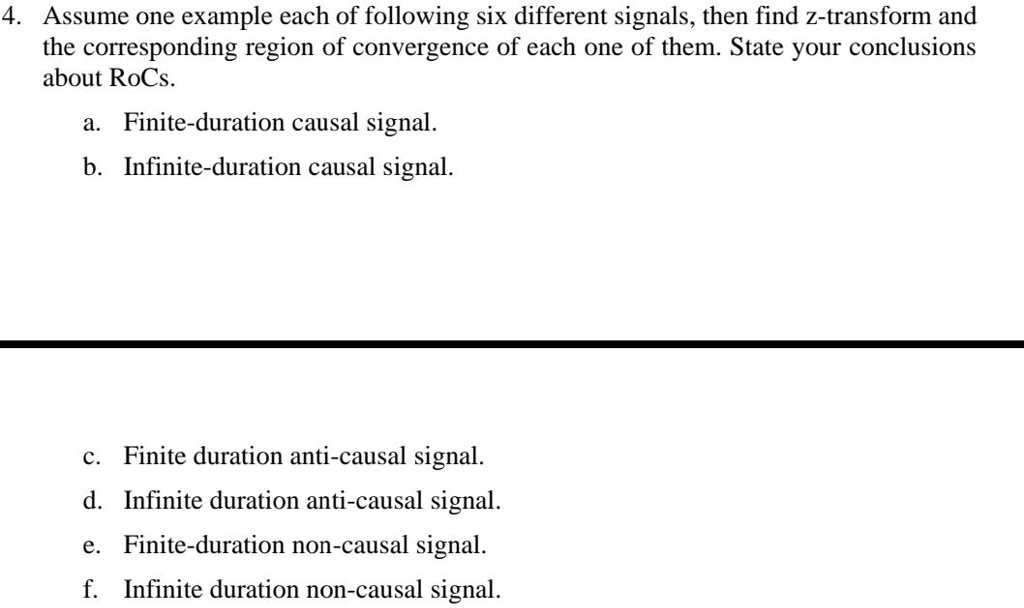 SOLVED: Assume one example of each of the following six different ...