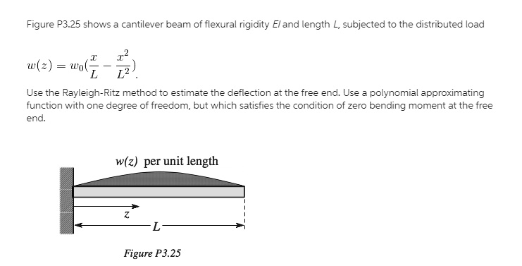 Figure P3.25 shows a cantilever beam of flexural rigidity EI and length ...