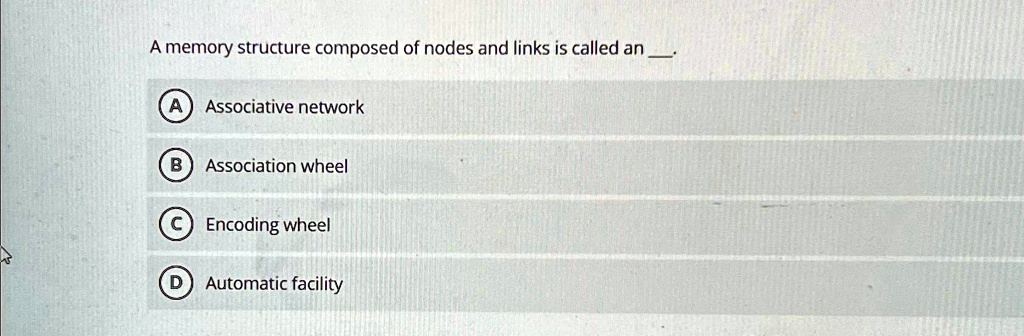 SOLVED: A memory structure composed of nodes and links is called an ...