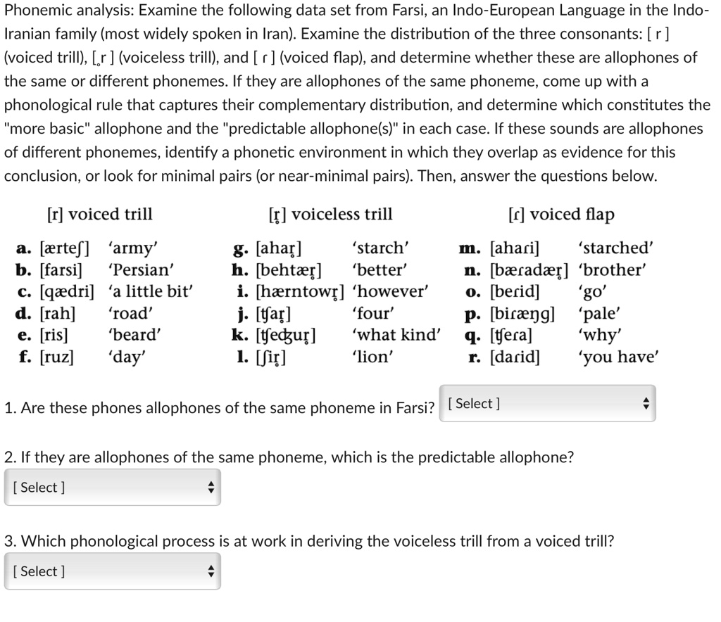 1 are these phones allophones of the same phoneme in farsi 2 if they ...