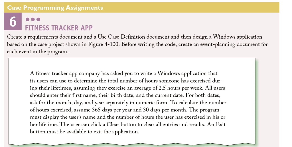 Solved Case Programming Assignments 6 Fitness Tracker App Create A Requirements Document And A