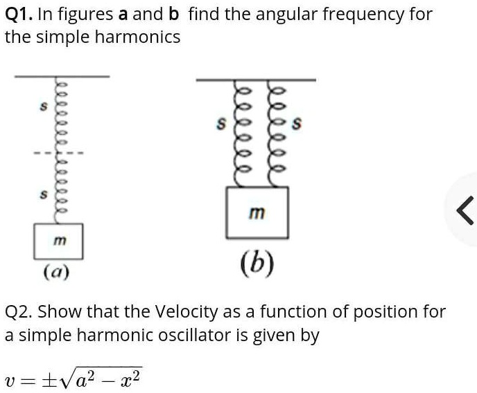 Q1. In figures a and b find the angular frequency for the simple ...