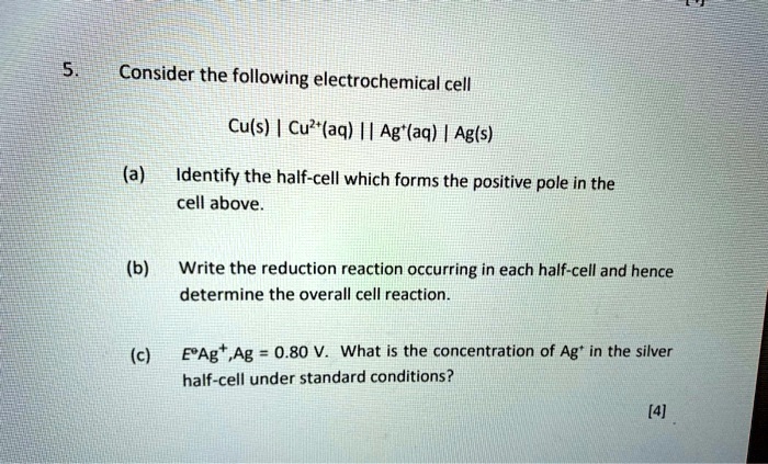 SOLVED: Consider the following electrochemical cell Culs) | Cu"*(aq ...