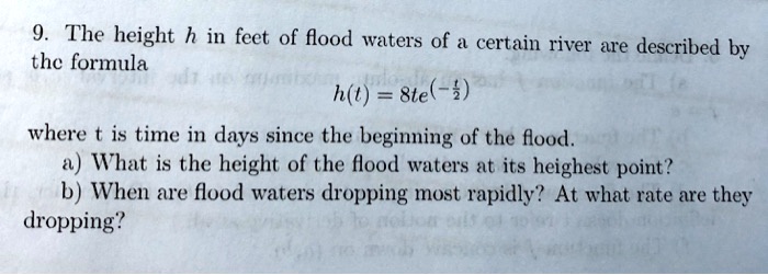 SOLVED:The height h in feet of flood waters of a certain river are ...
