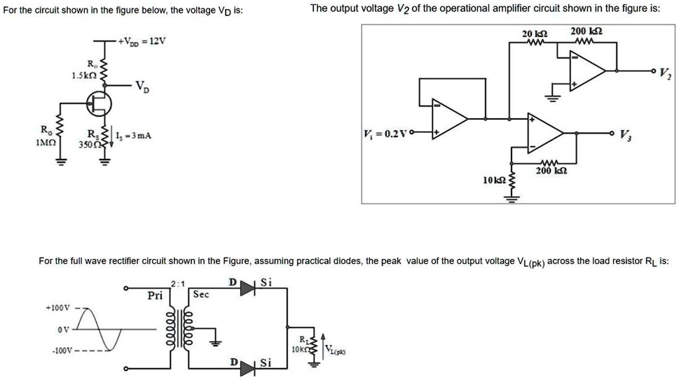 SOLVED: For the circuit shown in the figure below, the voltage Vp is: The output voltage Va of ...
