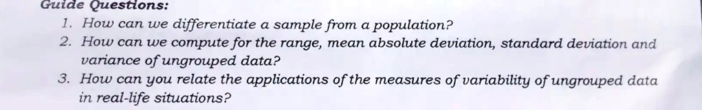 SOLVED: Guide Questions: How can we differentiate a sample from a ...
