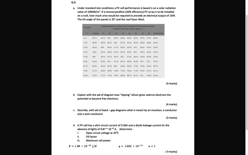 q3 a under standard test conditions a pv cell performance is based is ...
