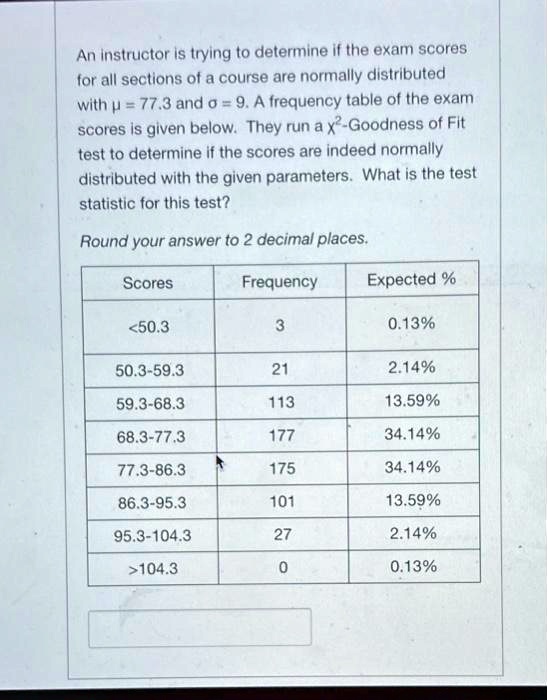 An instructor is trying to determine if the exam scores for all ...