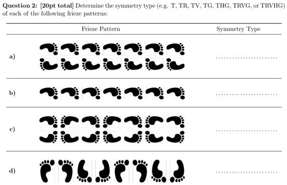 SOLVED: Question 2: [20pt total] Determine the symmetry type (e.g. T.TR ...