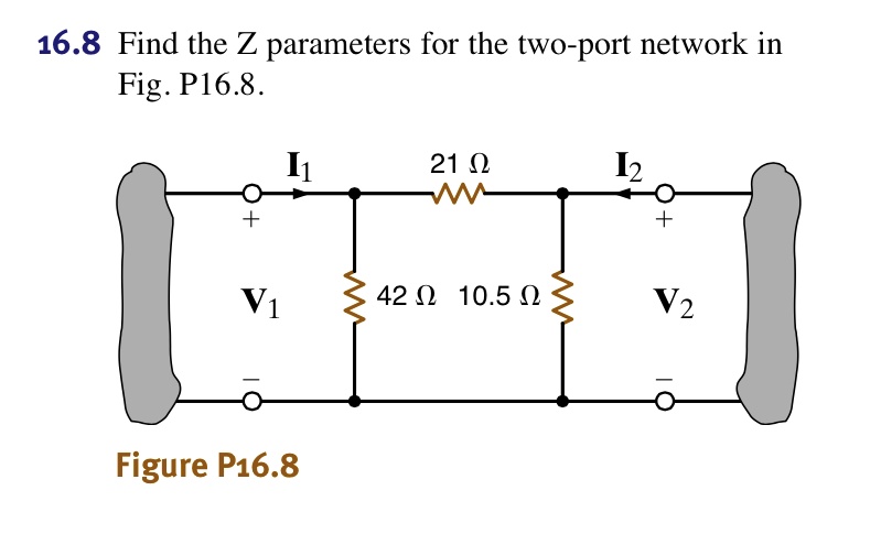 SOLVED: 16.8 Find the Z parameters for the two-port network in Fig.P16.8. 11 21 0 WWM 12 V1 42 ...