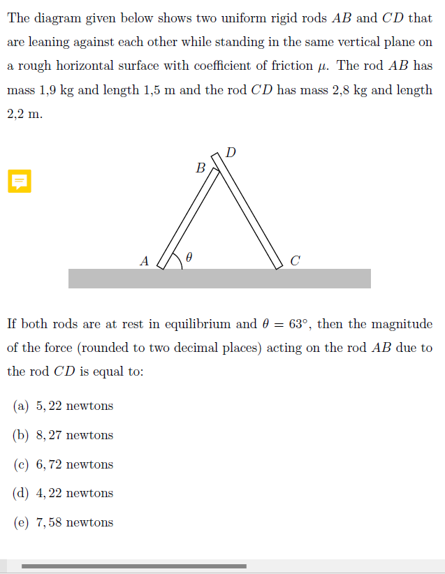 SOLVED: The diagram given below shows two uniform rigid rods A B and C ...