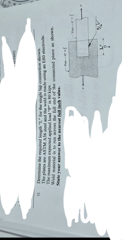 determine the required length l for the single lap connection shown the ...