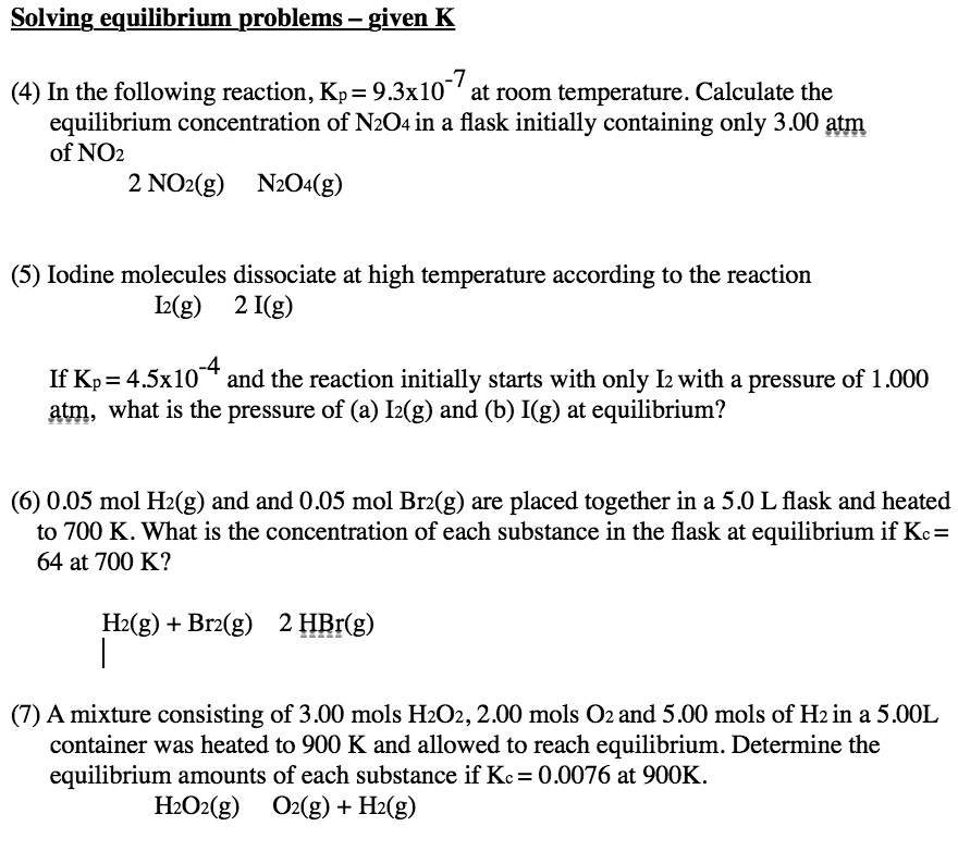 Solved Solvingequilibrium Problems Given K In The Following Reaction