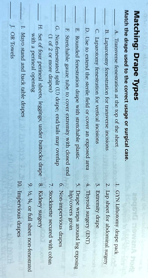 matching drape types match the drape used to the correct usage or ...