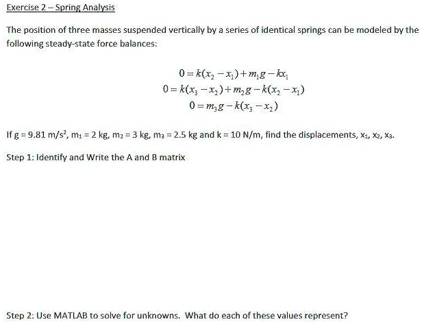 The position of three masses suspended vertically by a series of ...