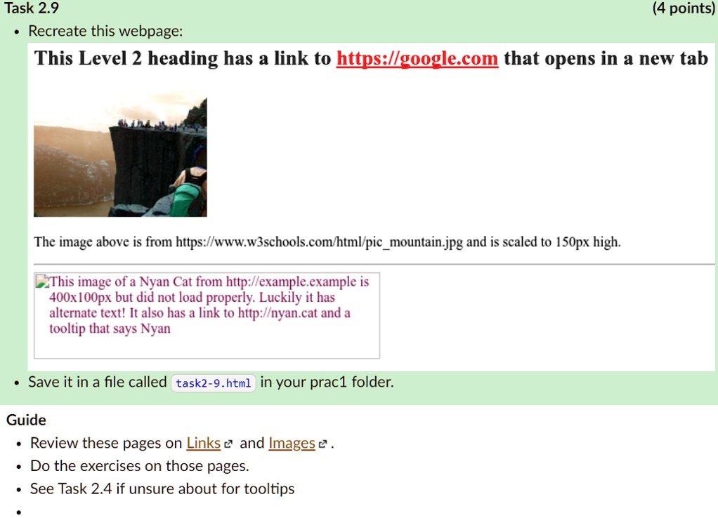 Task 2.9 Recreate this webpage: (4 points) This Level 2 heading has a link to https://google.com ...