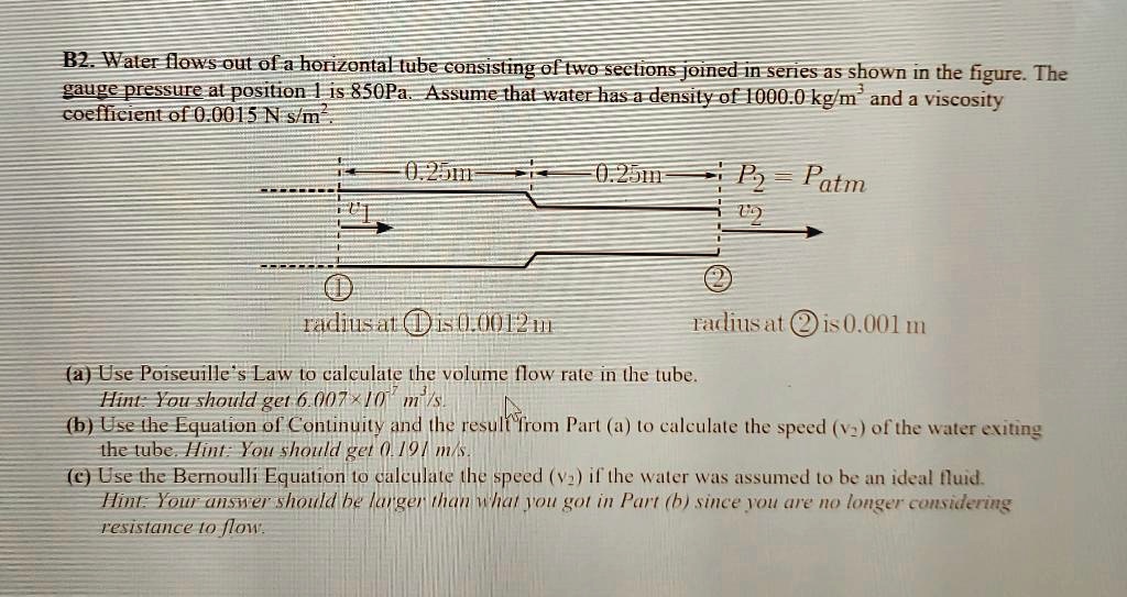 b2 waler flows out of a horizontal tube consisting ol two seclions ...