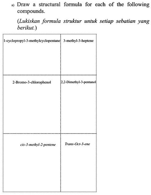 SOLVED:Draw structural formula for each of the following compounds ...