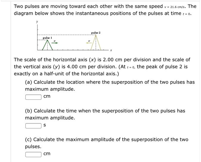 two pulses are moving toward each other with the same speed v 216 crvs ...
