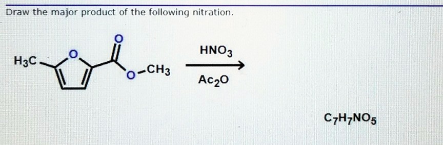 [GET ANSWER] Draw the major product of the following nitration. H3C ...