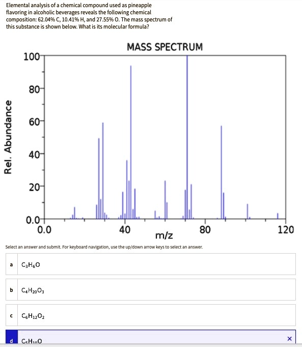 SOLVED: Elemental analysis of a chemical compound used as pineapple ...
