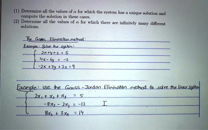 SOLVED:Determine all the values of for which the system has unique ...