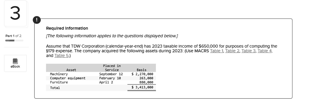 3 Part 1 of 2 Required Information [The following Information applies ...
