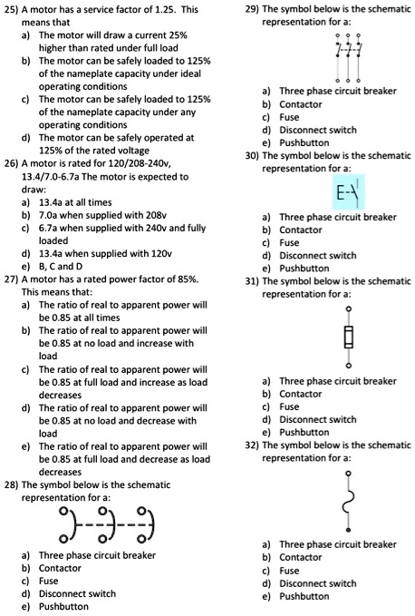 SOLVED: 25) A motor has a service factor of 1.25. This means that the ...