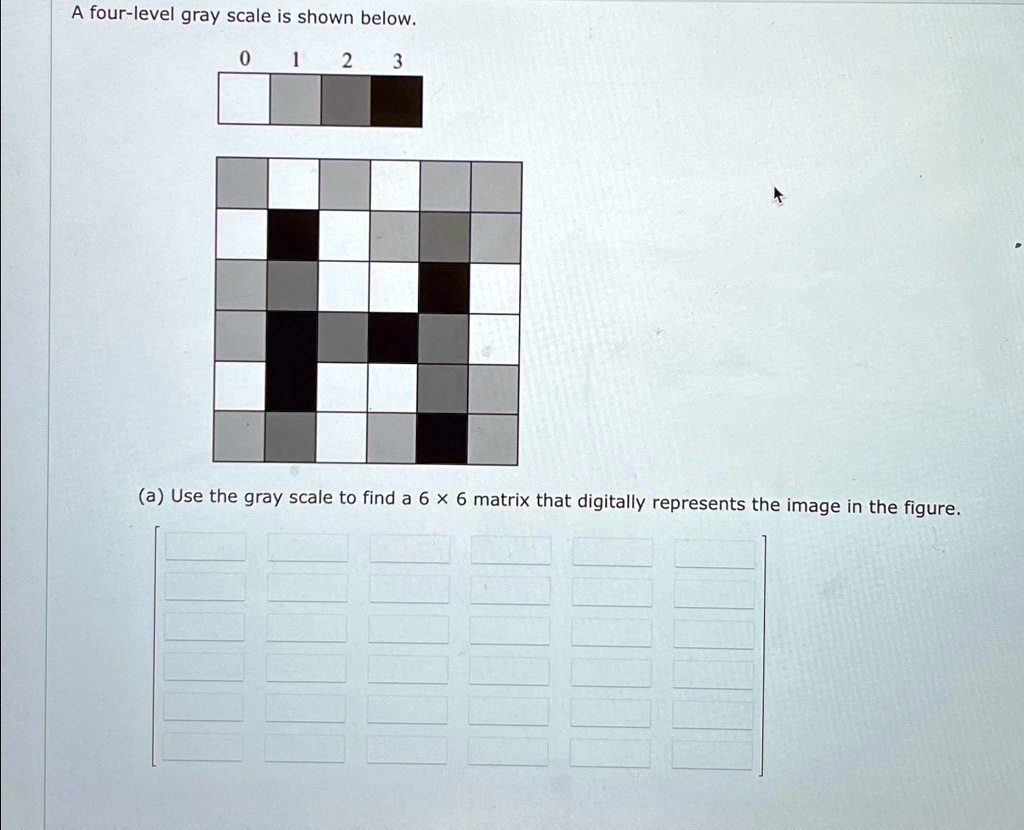 A four-level gray scale is shown below. 0 1 2 3 (a) Use the gray scale ...